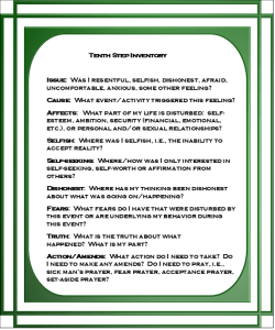 Tenth Step Inventory Template – Emotional Sobriety And Food