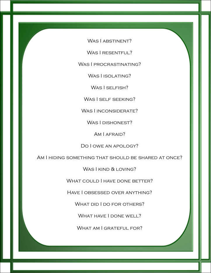 Daily Tenth Step Inventory – Emotional Sobriety And Food